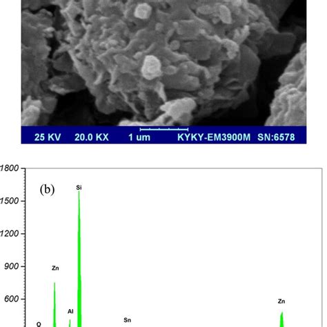 A Sem Image And B Edx Spectrum Of Biosynthesized Sno2 Zno Bentonite Download Scientific Diagram