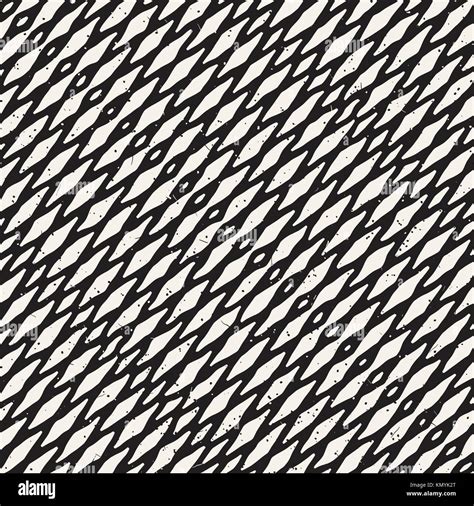 Hand Drawn Style Seamless Pattern Abstract Geometric Tiling Background In Black And White