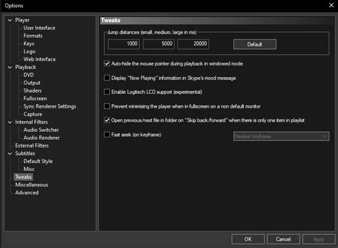 missing options from mpc
