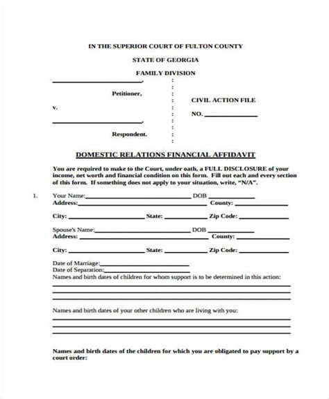 Free Affidavit Of Relationship Form 2024