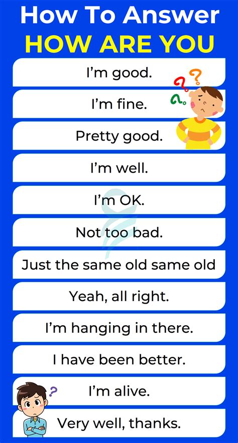 20 Ways To Answer How Are You Short English Phrases