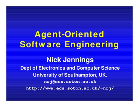Pdf Agent Oriented Software Engineering