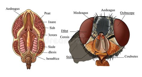Diagram Of Insect Anatomy Featuring Two Distinct Sections The Left Side Shows A Stock