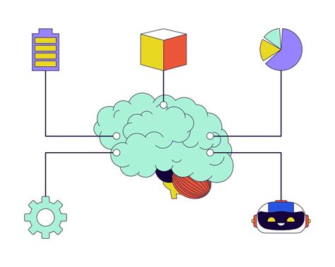 Digital Brain Machine Learning 2d Linear Cartoon Object Artificial Intelligence Tools Isolated