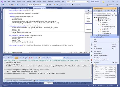 creating embedded bootloader projects with advanced cmake visualgdb