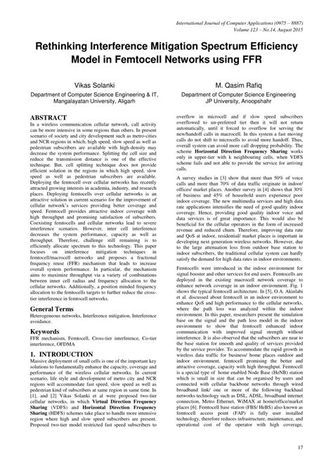 Pdf Rethinking Interference Mitigation Spectrum Efficiency Model In