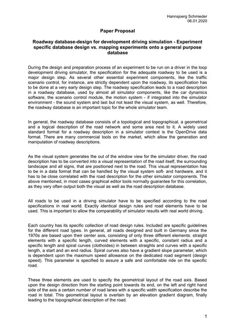 PDF Roadway Database Design For Development Driving Simulation Experiment Specific Database