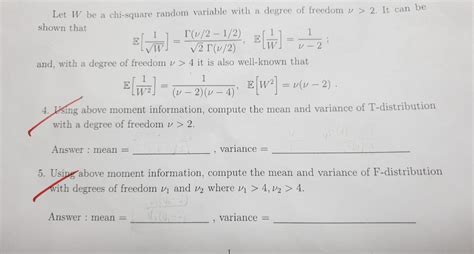 Solved Let W Be A Chi Square Random Variable With A Degree