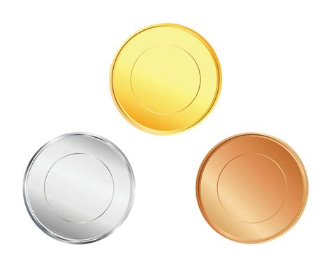 Gold silver bronze coin medals award on white 45742715 Vector Art at ...