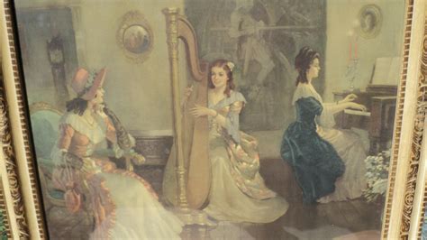 Vtg Frederic Mizen Print Victorian Three Ladies In The Parlor 26 1 X 22 1 2 1732249236