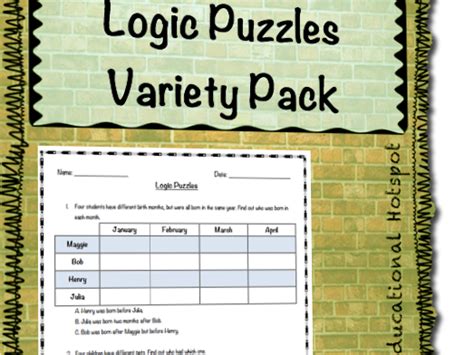 Logic Puzzles Variety Pack Teaching Resources
