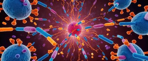 Vibrant Depiction Of Cytokines Binding In A Colorful Microscopic