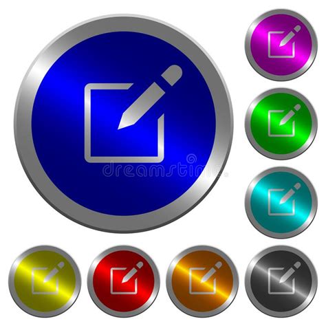 Editbox With Pencil Luminous Coin Like Round Color Buttons Stock Vector