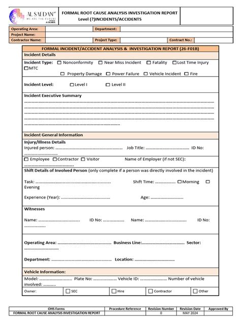 Root Cause Analysis Incident Report Pdf Occupational Safety And