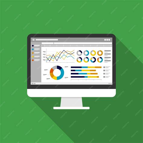 Premium Vector Web Statistics Analytic Charts On Computer Screen Icon