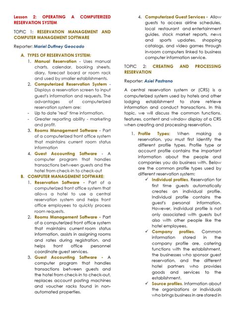 Operationg A Computerized Reservation System Pdf Information Information Technology