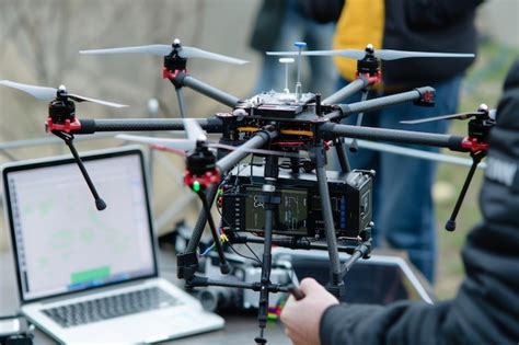 Premium Photo Closeup Of Drone Programming For Environmental Monitoring With Mapping Software