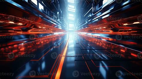 Ai Generated Futuristic Background Metallic Surface With Neon Accents
