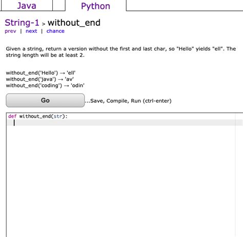 Solved Java Python String Without End Prev Next Chance Chegg
