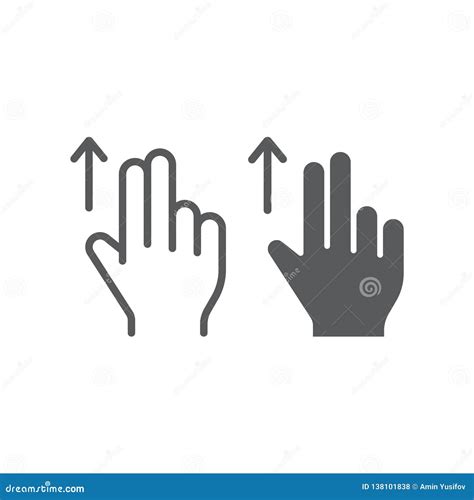 Two Finger Drag Up Line And Glyph Icon Gesture And Hand Flick Sign Vector Graphics A Linear