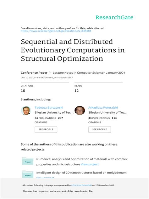 Sequential And Distributed Evolutionary Pdf Mathematical Optimization Finite Element Method