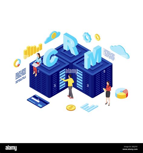 Crm Hosting Isometric Vector Illustration Customer Relationship Management Software 3d Concept