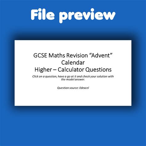 Gcse Maths Revision Advent Calendar Higher Calculator Questions Andy Lutwyche
