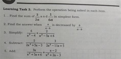 Solved Learning Task 3 Perform The Operation Being Asked In Each Item