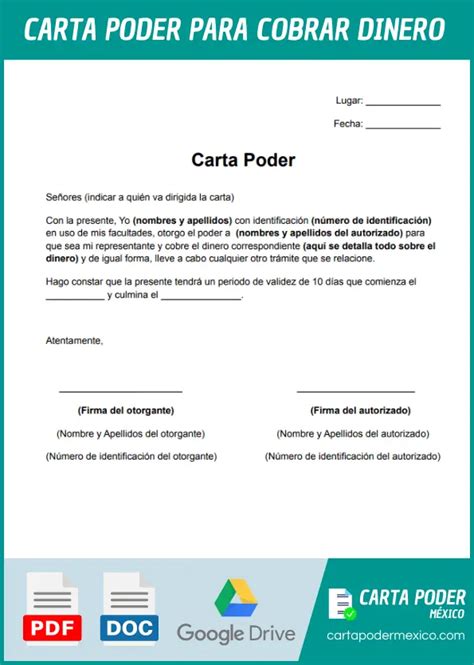 Carta Poder Para Cobrar Dinero Modelo 2025 ️