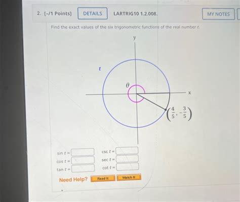 [solved] Find The Exact Values Of The Six Trigonometric Fu