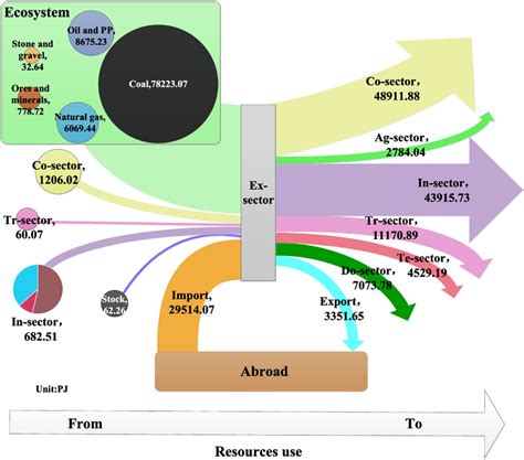 resource exergy input and output flows of the extraction sector in