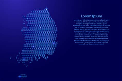 배너 포스터 인사말 카드에 대 한 패턴 형상 마름모와 배경과 공간 별 노드를 반복 하는 블루 라인에서 한국 지도 추상 회로도 벡터 일러스트입니다 0명에 대한 스톡 벡터 아트