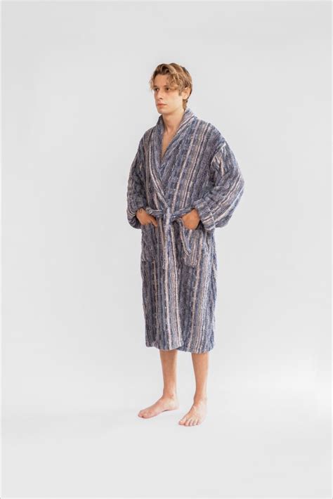 Marbled Unisex Bathrobe Woven Hand Weaving Terry Cotton