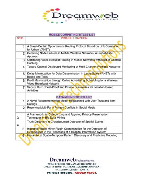 Ieee 2016 M E M Tech Project Titles For Cse It Pdf