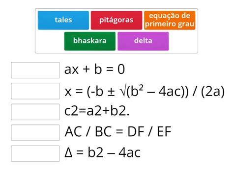 formulas match up