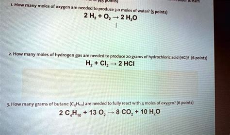 solved how many moles of oxygen are needed to produce 3 0 moles of