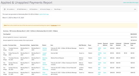 Applied And Unapplied Payments Report Jane App