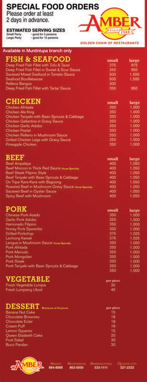 Meriendang Pinoy Ambers Golden Chain Of Restaurants