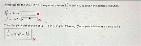Substitute For The Value Of C In The General Chegg Com