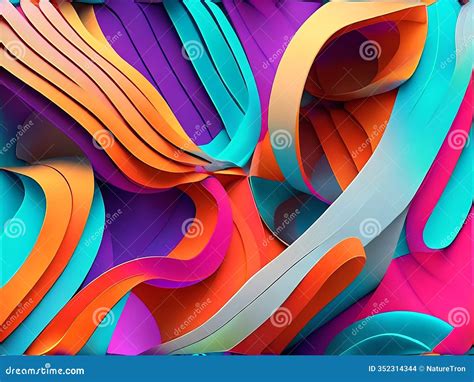 Abstract Colorful Waveforms A Vibrant Digital Art Piece Stock