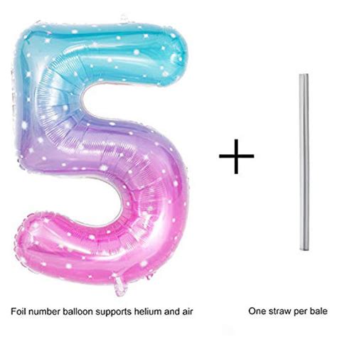 Getuscart 40 Inch Giant Starry Sky Rainbow Jelly Numbers 5 Balloons