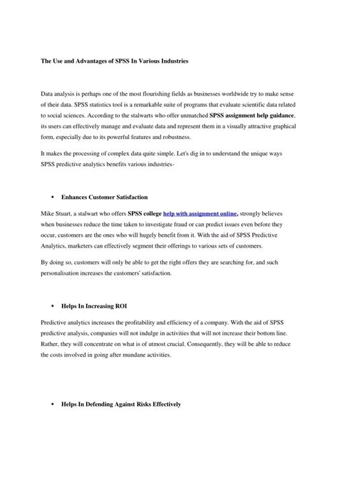 Ppt The Use And Advantages Of Spss In Various Industries Powerpoint