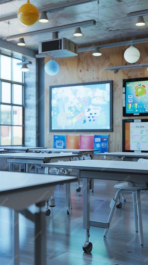 Interactive Smart Classroom With Iot In Education Premium Ai Generated Image