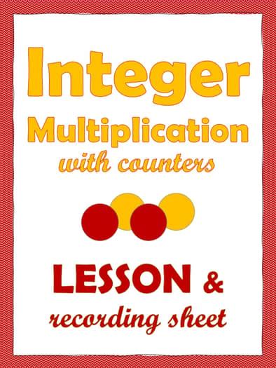 integer multiplication with counters lesson and recording sheet