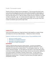 Understanding Free Fall And Gravity In Physics Laboratory Course Hero