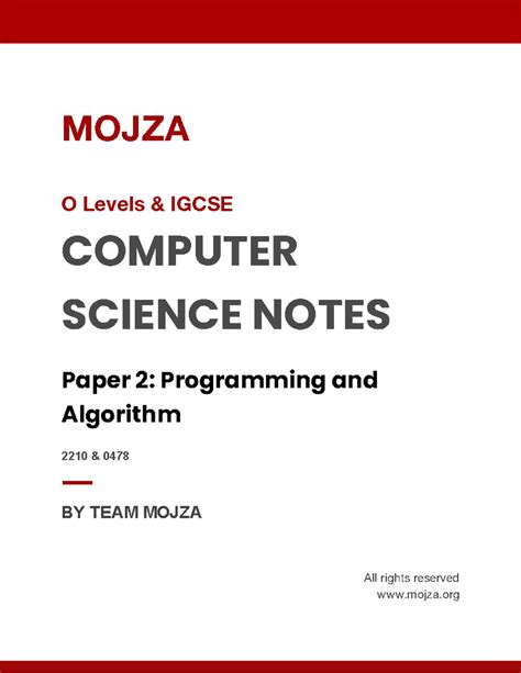 Igcse Computer Science Notes Programming And Algorithms 22100478