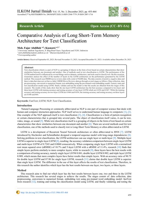 Pdf Comparative Analysis Of Long Short Term Memory Architecture For Text Classification