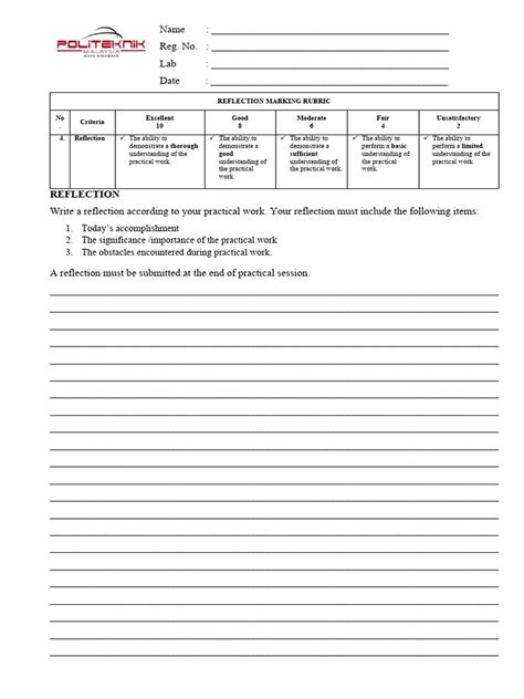 Practical Work Reflection Pdf