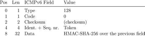 1 Structure Of An Icmpv6 Echo Request Probe Packet Pos Is The Byte Download Scientific