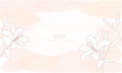 Seperangkat Gambar Vektor Bunga Garis Lilly Digambar Pada Latar